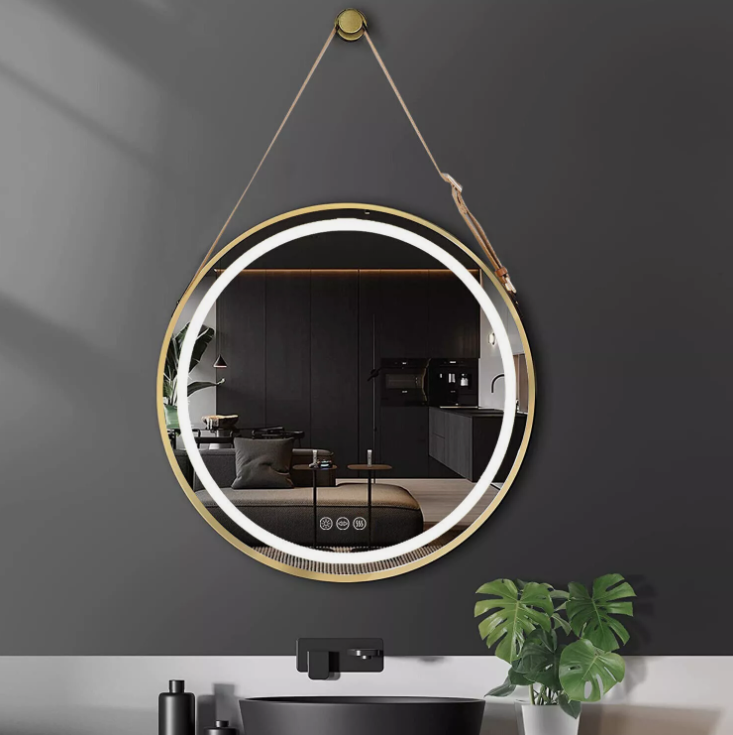 Akiya LED Round Gold Bathroom Hanging Wall Mirror — SHINE MIRRORS AUSTRALIA