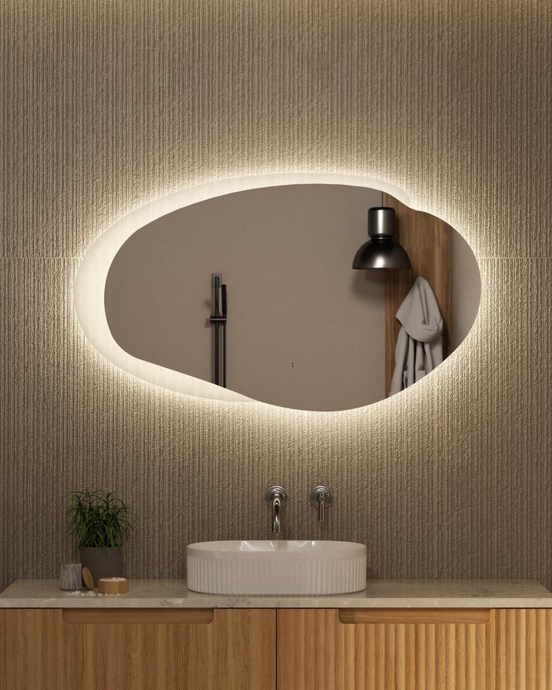 Emer Organic Shape LED Backlit Wall Mirror - Matte Grey Acrylic Edge ...