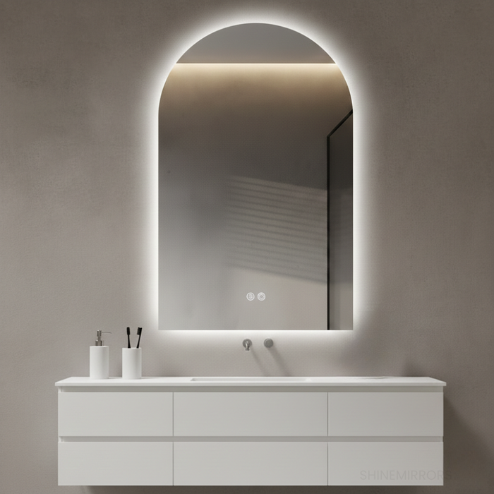 Luna Arched Backlit LED Frameless Wall Mirror — SHINE MIRRORS AUSTRALIA