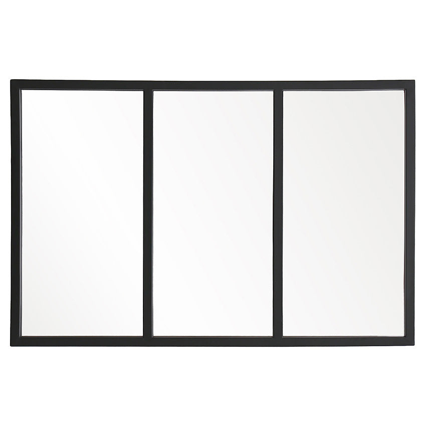 Carolina 3-Panel Black Iron Frame Window Wall Mirror — SHINE MIRRORS ...