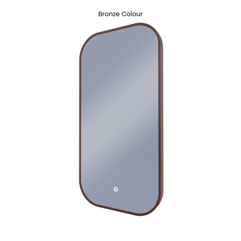 Ace Curved Corners Bronze Backlit LED Mirror — SHINE MIRRORS AUSTRALIA