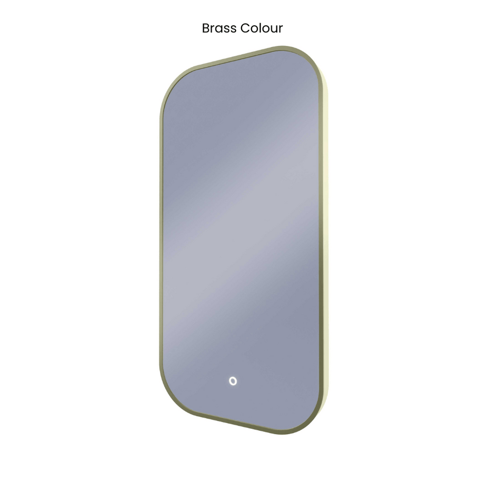 Ace Curved Corners Brushed Brass Backlit LED Bathroom Mirror — SHINE ...