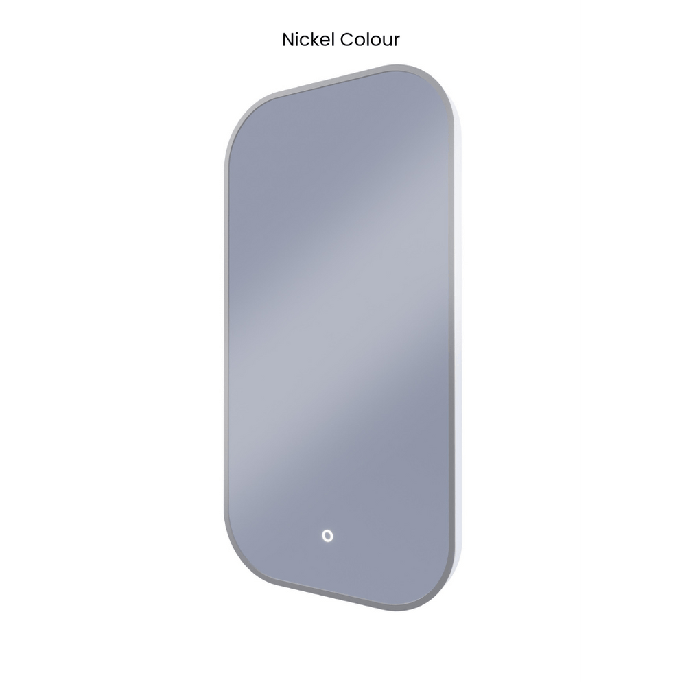 Ace Curved Corners Brushed Nickel Backlit LED Mirror — SHINE MIRRORS ...