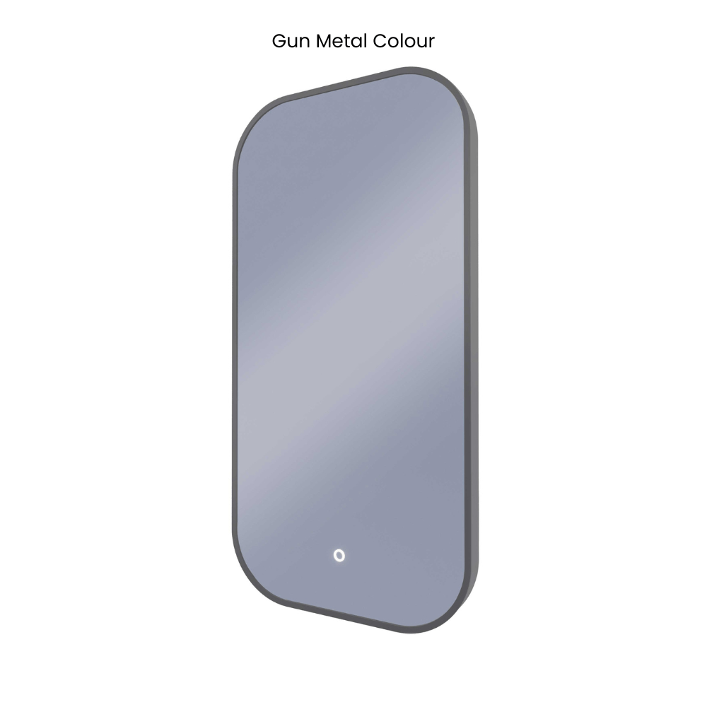 Ace Curved Corners Gun Metal Backlit LED Mirror — SHINE MIRRORS AUSTRALIA