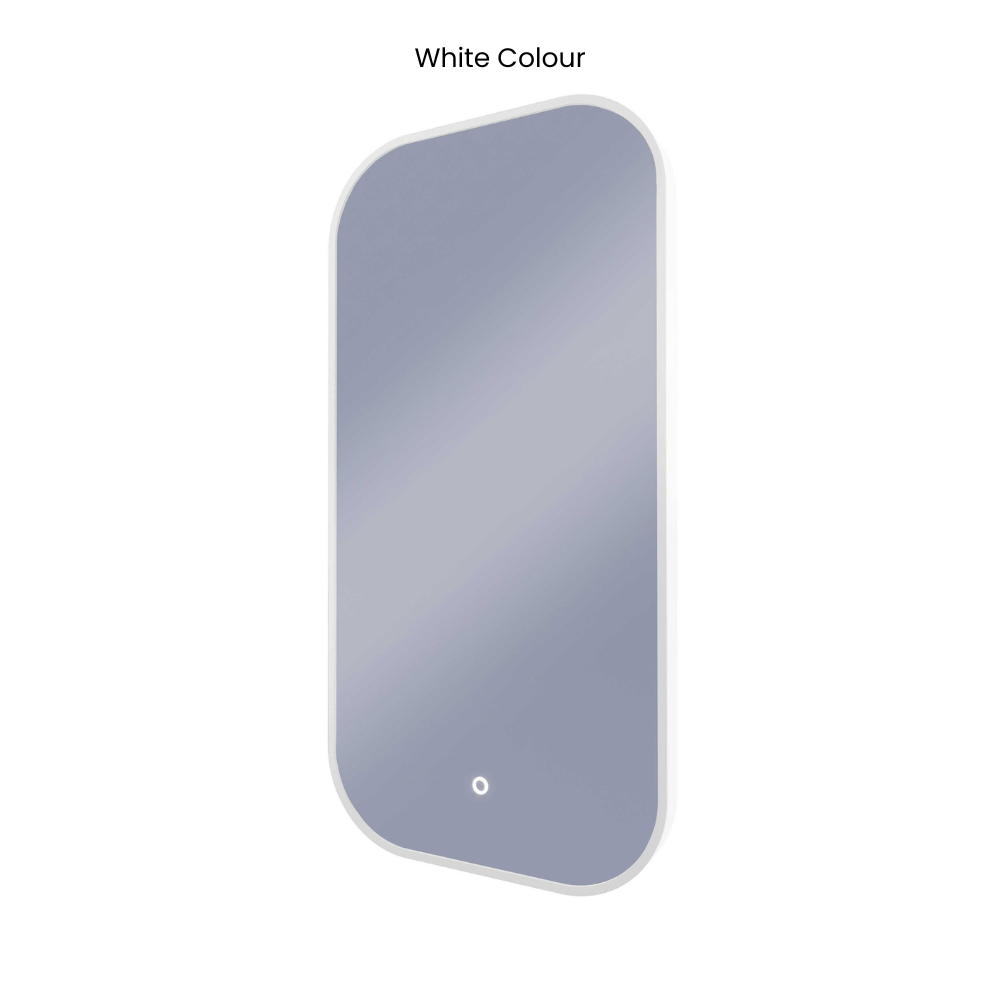 Ace Curved Corners Matt White Backlit LED Mirror — SHINE MIRRORS AUSTRALIA