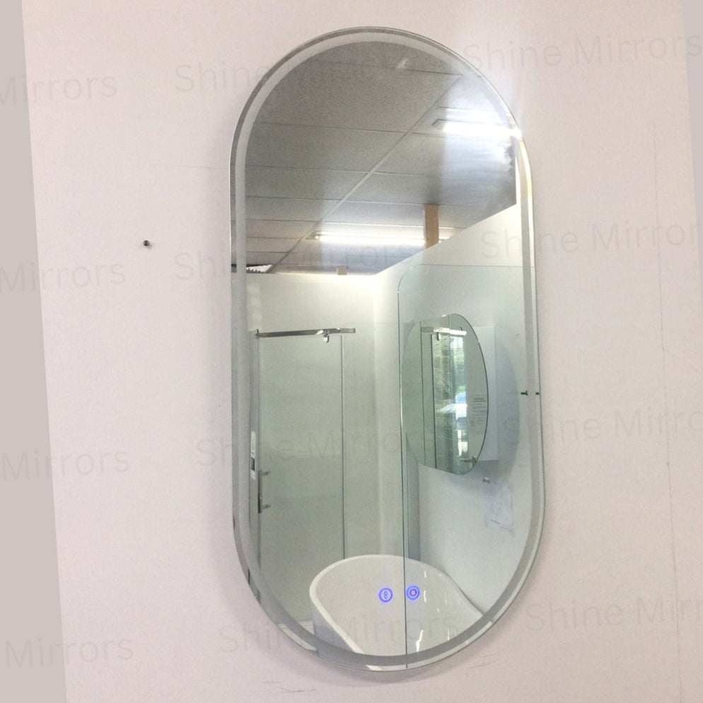 Adamson Pill Shaped Frontlit LED Light Bathroom Mirror With Changeable ...