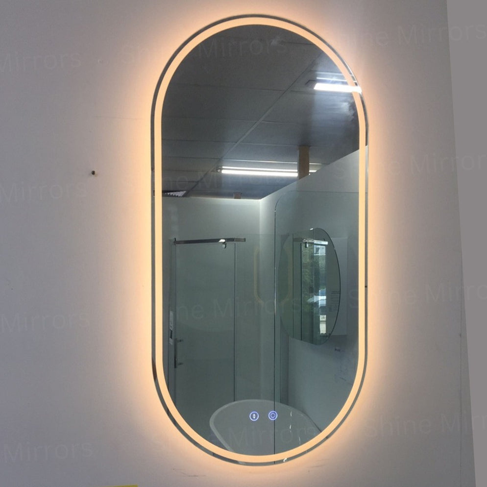 Adamson Pill Shaped Frontlit LED Light Bathroom Mirror With Changeable ...