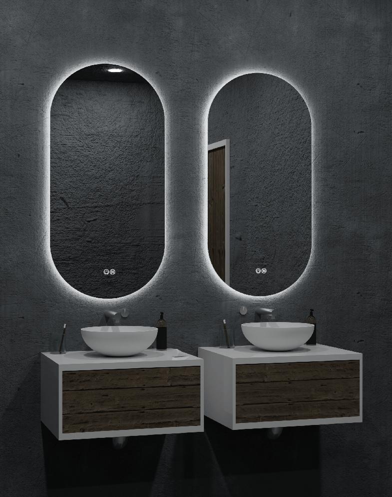 Amara Oval Pill Shaped Backlit LED Mirror with Adjustable LED Colour ...