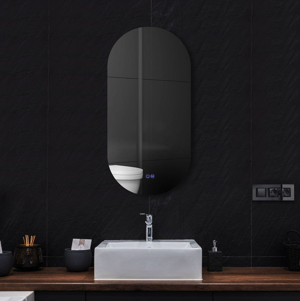 Amara Oval Pill Shaped Backlit LED Mirror with Adjustable LED Colour ...