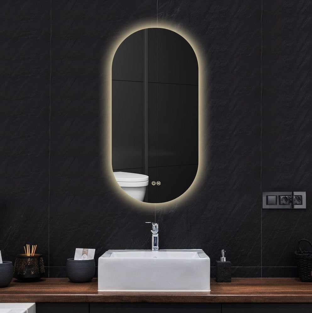 Amara Oval Pill Shaped Backlit LED Mirror with Adjustable LED Colour ...