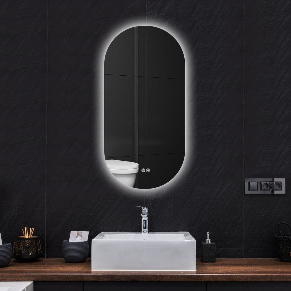 Amara Oval Pill Shaped Backlit LED Mirror with Adjustable LED Colour ...