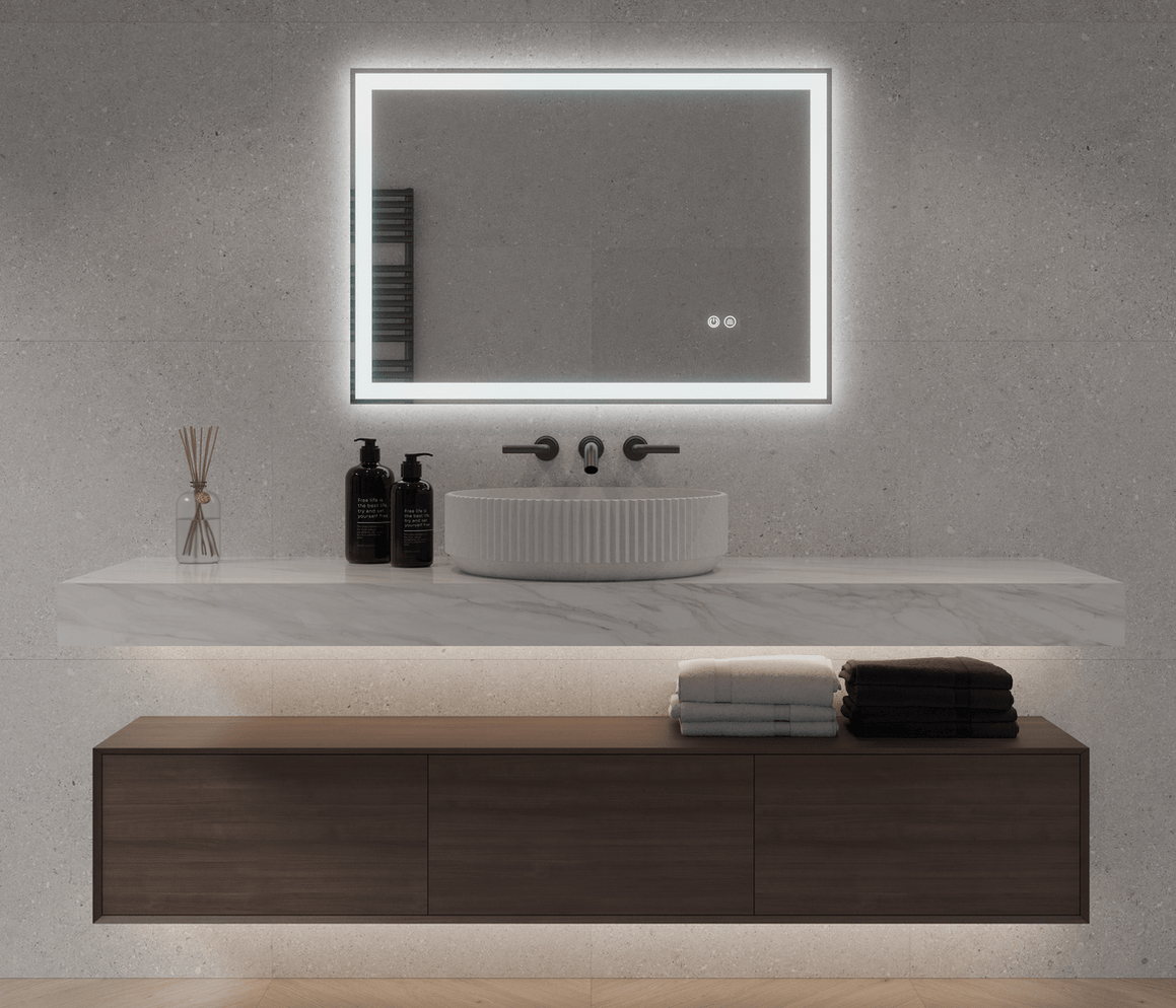 Anthony Rectangle Frontlit and Backlit LED Mirror with Adjustable LED ...