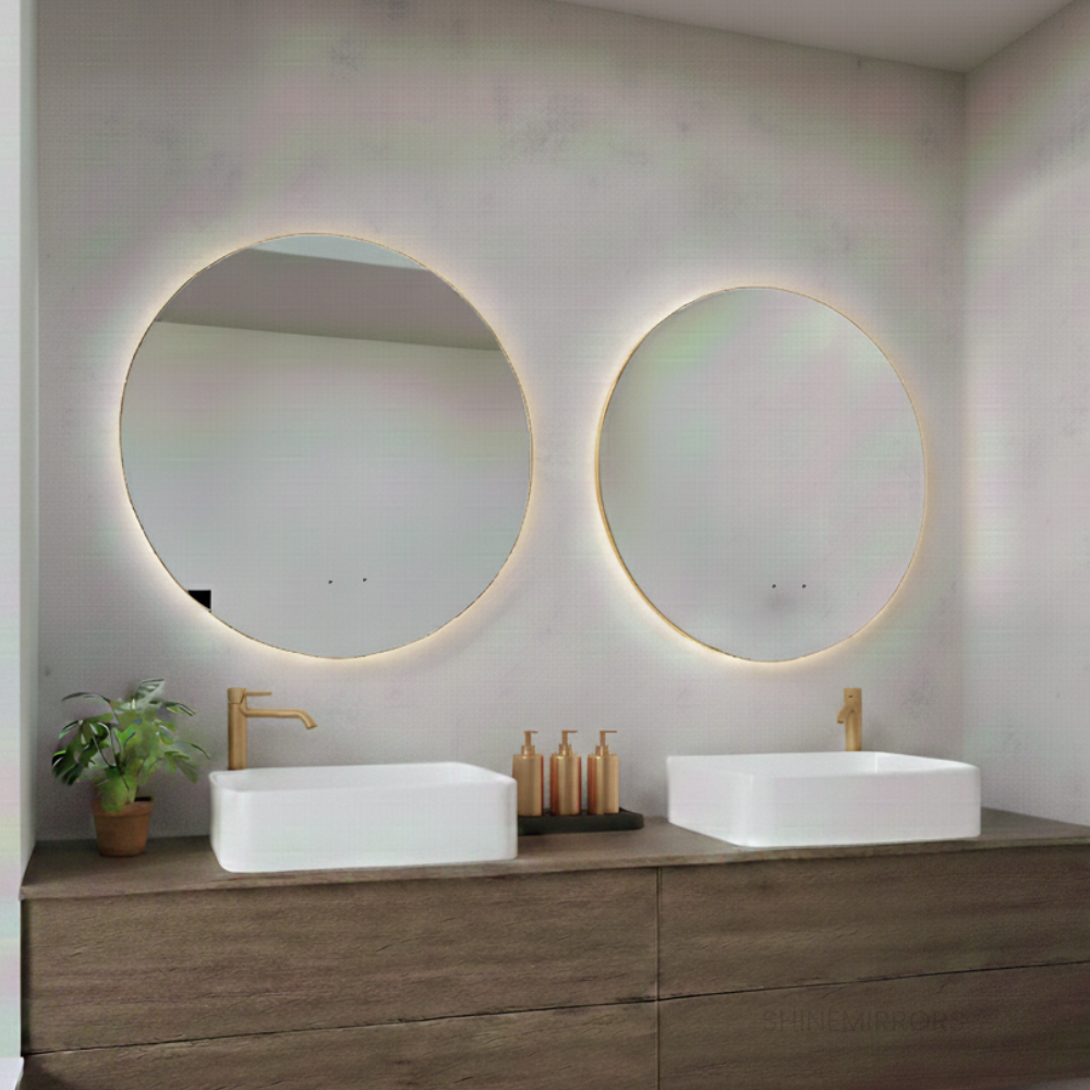 Alessio Framed Round Backlit LED Mirror - Wave Motion Sensor Type - Fr ...