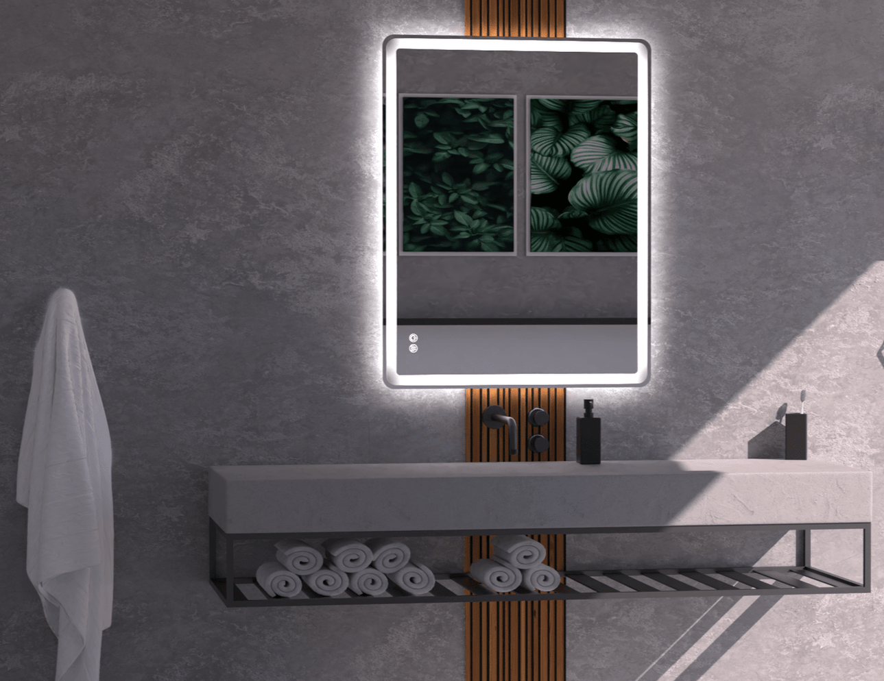 Dario Rectangle Frontlit and Backlit LED Mirror with Adjustable LED Co ...