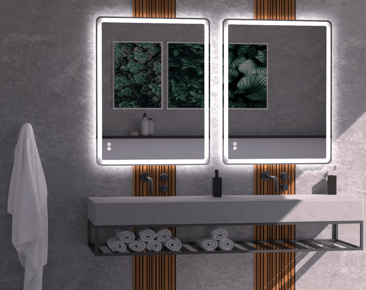 Dario Rectangle Frontlit and Backlit LED Mirror with Adjustable LED Co ...