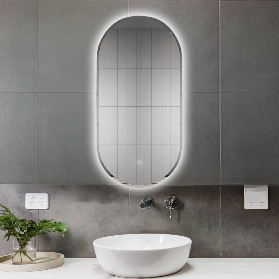 Joylyn Pill Shaped Beveled Backlit LED Light Bathroom Mirror — SHINE ...