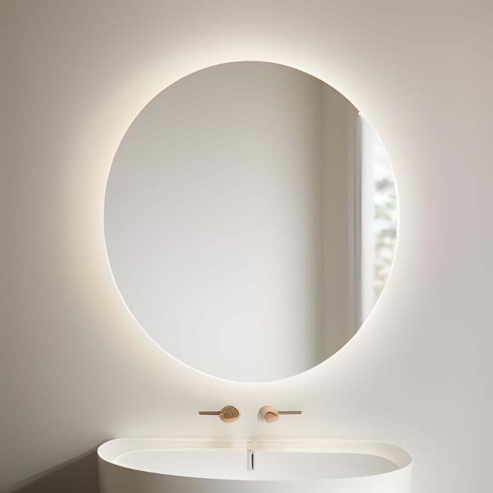Kaizen Large Backlit LED Round Mirror — SHINE MIRRORS AUSTRALIA