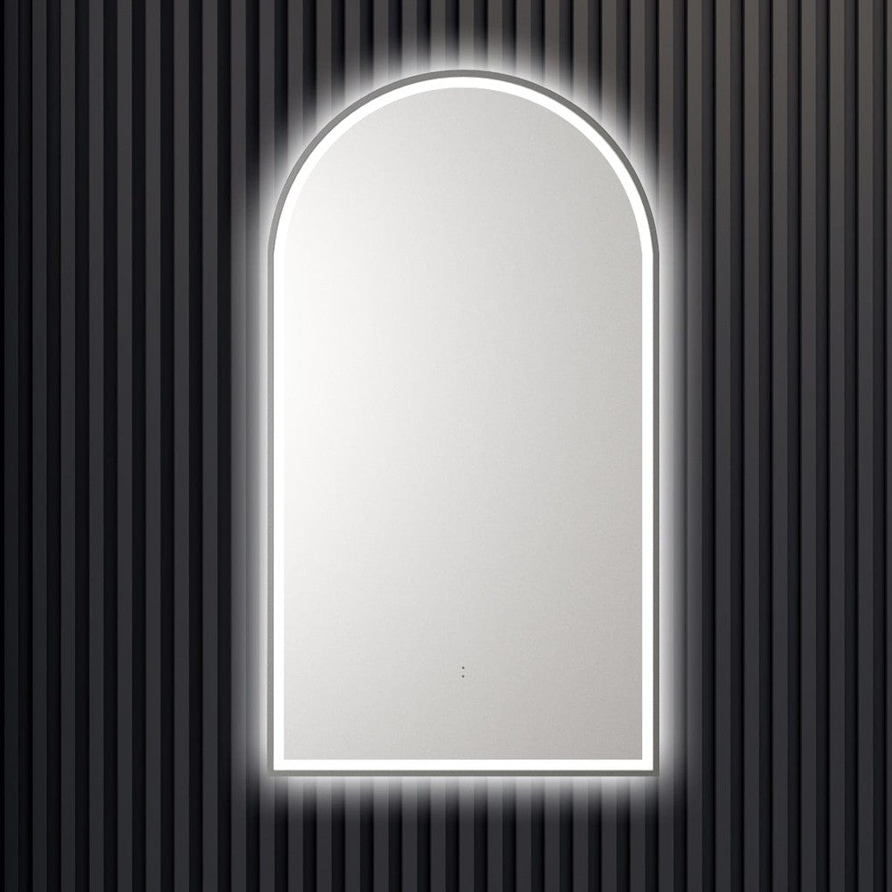 Kayden Gun Metal Arched Frontlit LED Bathroom Mirror — SHINE MIRRORS ...