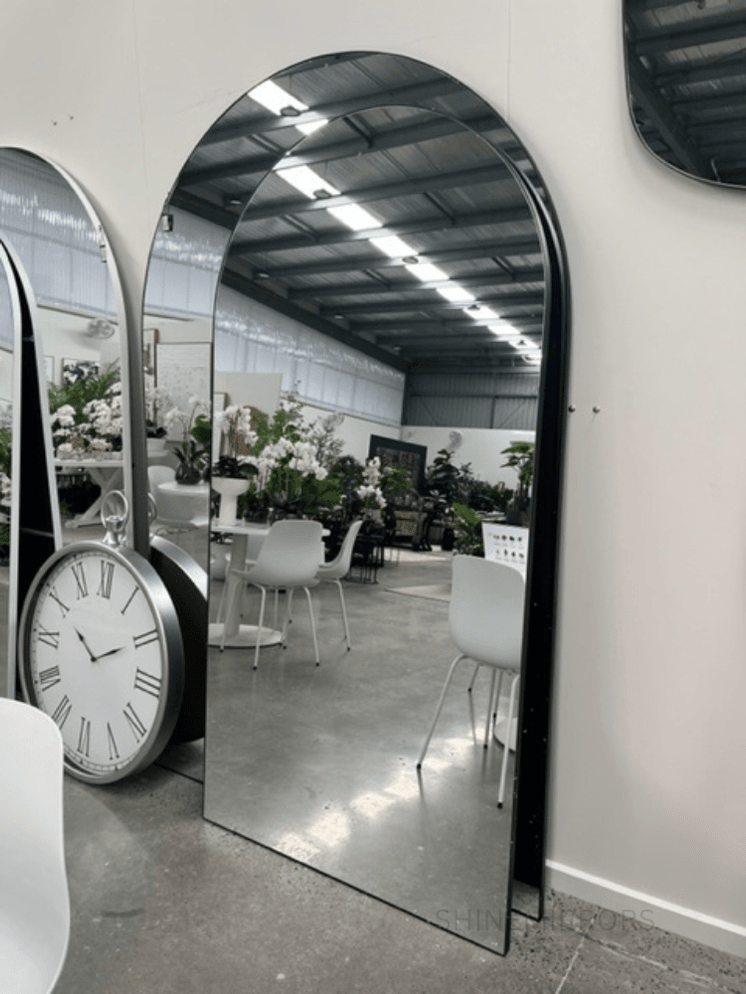 Leonidas Black Arched Floor Mirror — SHINE MIRRORS AUSTRALIA