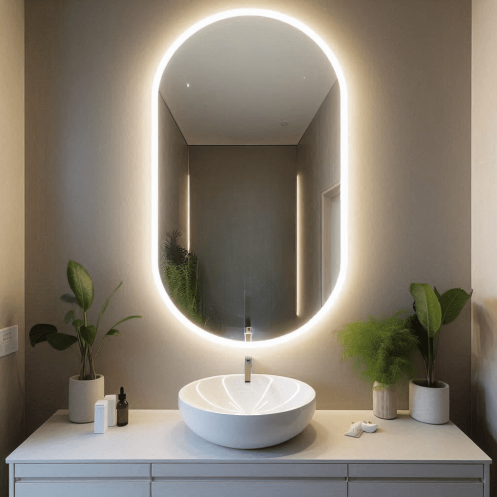 Neo Frameless Pill LED Frontlit Bathroom Mirror — SHINE MIRRORS AUSTRALIA