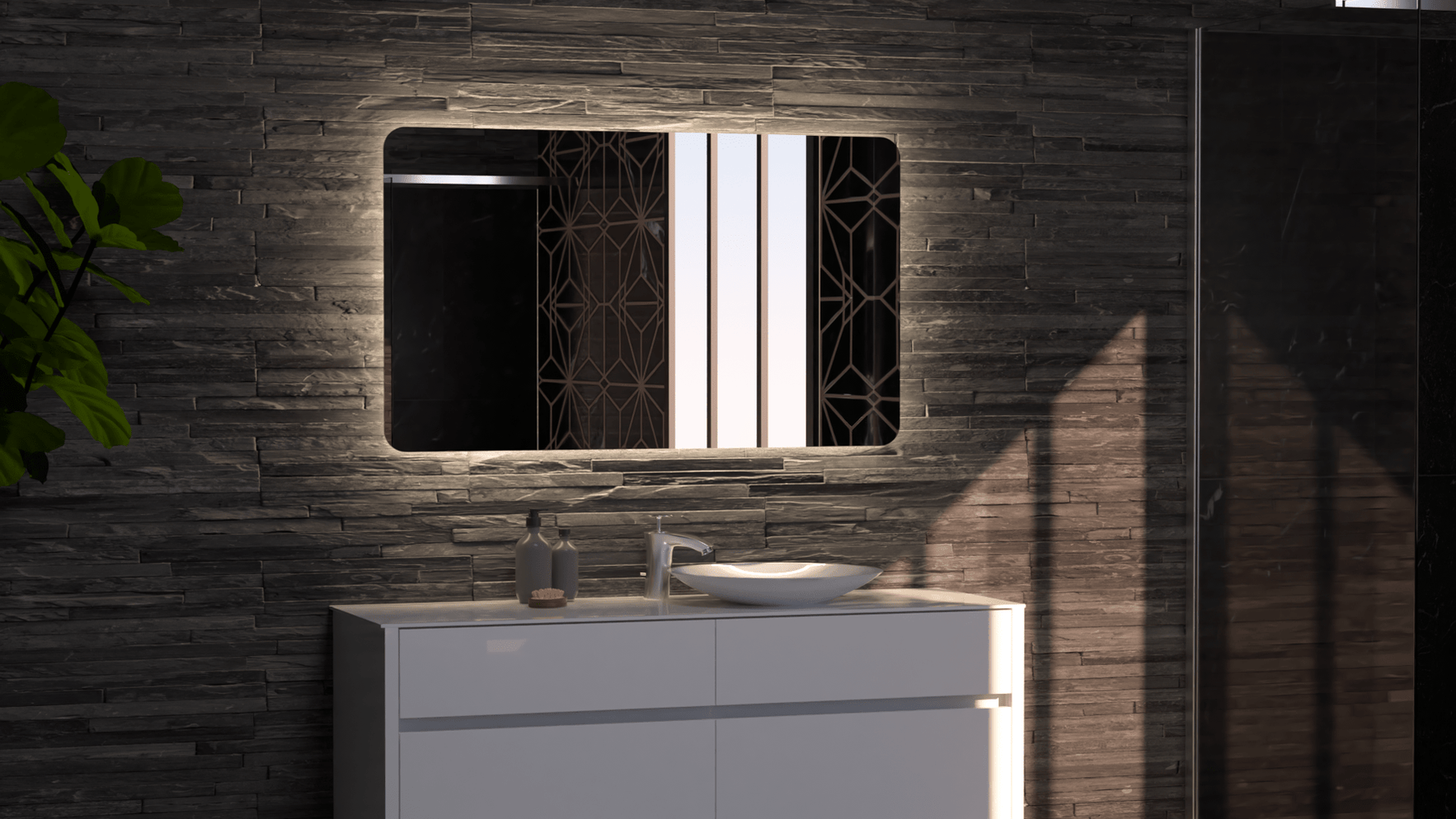 Salvatore Rectangle Backlit LED Mirror - with Frame Option - and Wave ...