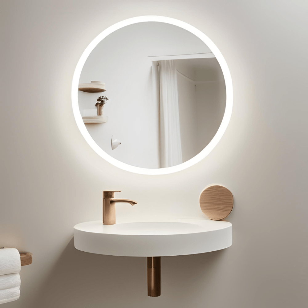 Wyndell Frameless Round Frontlit LED Bathroom Mirror — SHINE MIRRORS ...