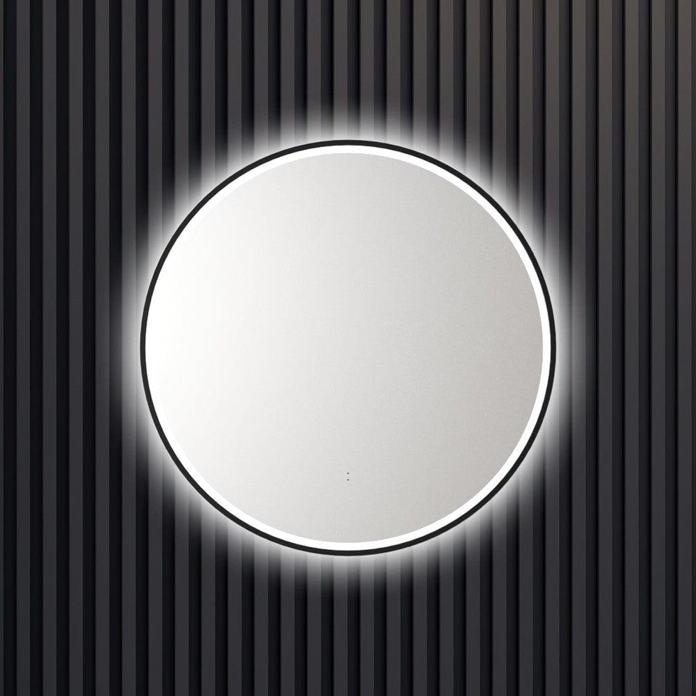 Wyndell Matte Black Round Frontlit LED Bathroom Mirror — SHINE MIRRORS ...