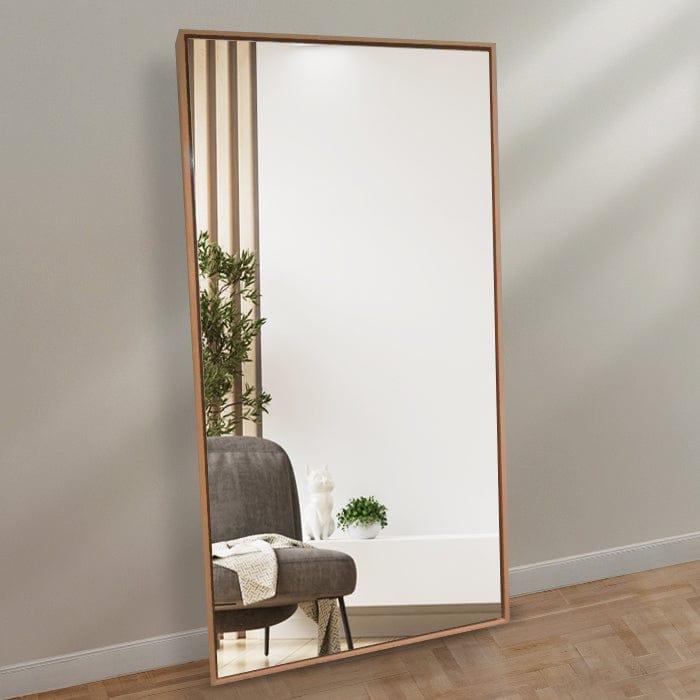 Ariella Slim-Edge Timber Float Wall Mirror — SHINE MIRRORS AUSTRALIA