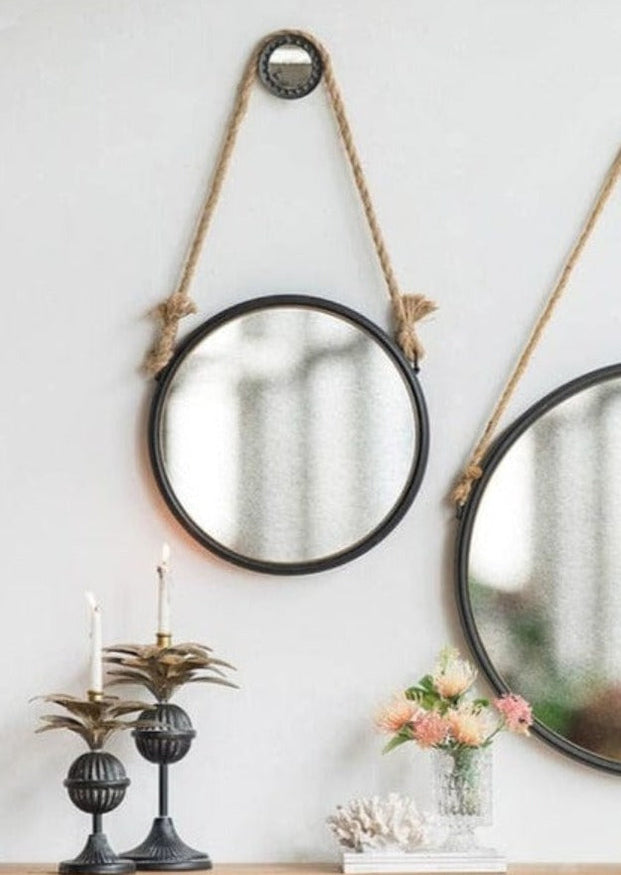 Georgia Rope Strap Round Wall Mirror — SHINE MIRRORS AUSTRALIA