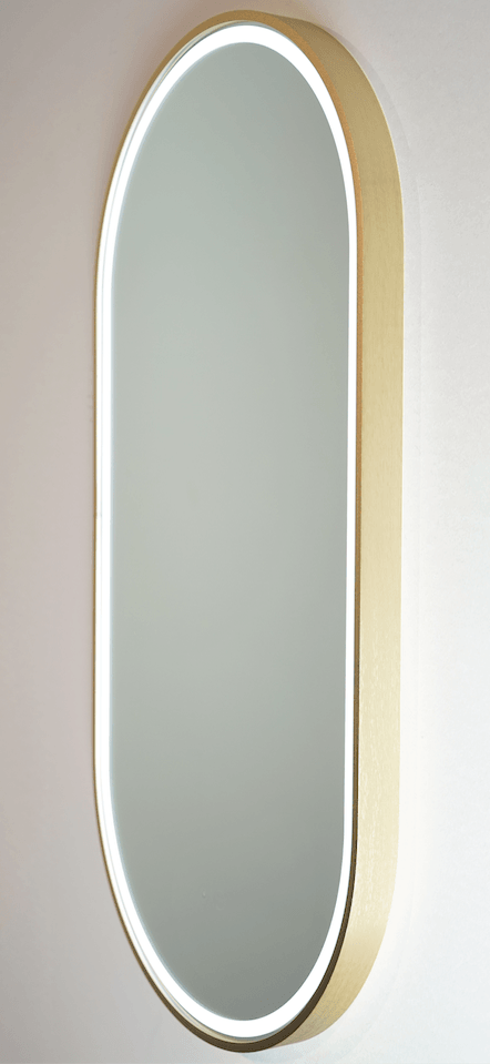 Gatsby Brushed Brass Oval Frontlit LED Bathroom Mirror — SHINE MIRRORS ...