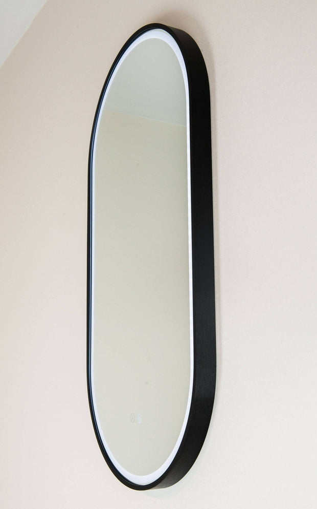 Gatsby Matte Black Oval Frontlit LED Bathroom Mirror — SHINE MIRRORS ...