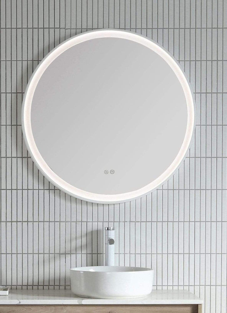 Eclipse White Frame Round Frontlit LED Bathroom Mirror — SHINE MIRRORS ...