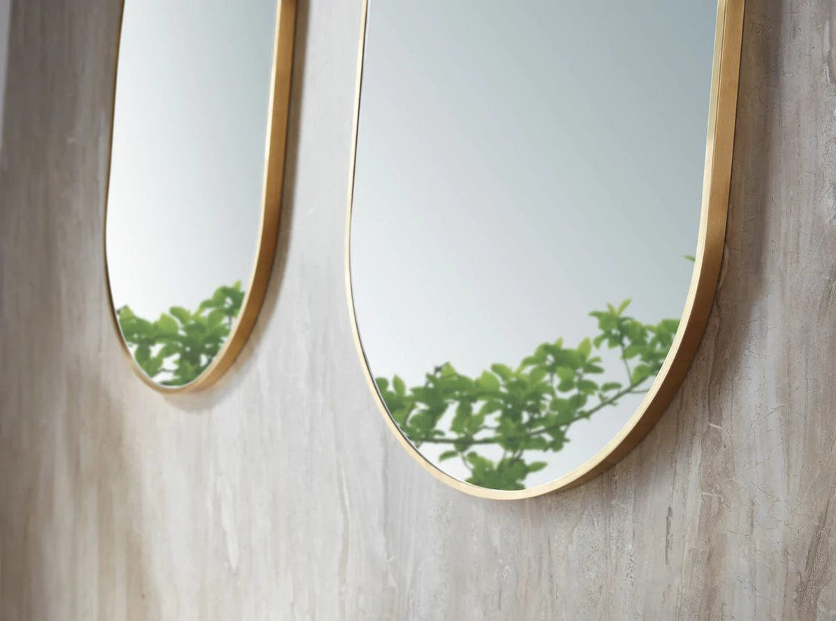Serafin Brass Pill Wall Mirror — SHINE MIRRORS AUSTRALIA