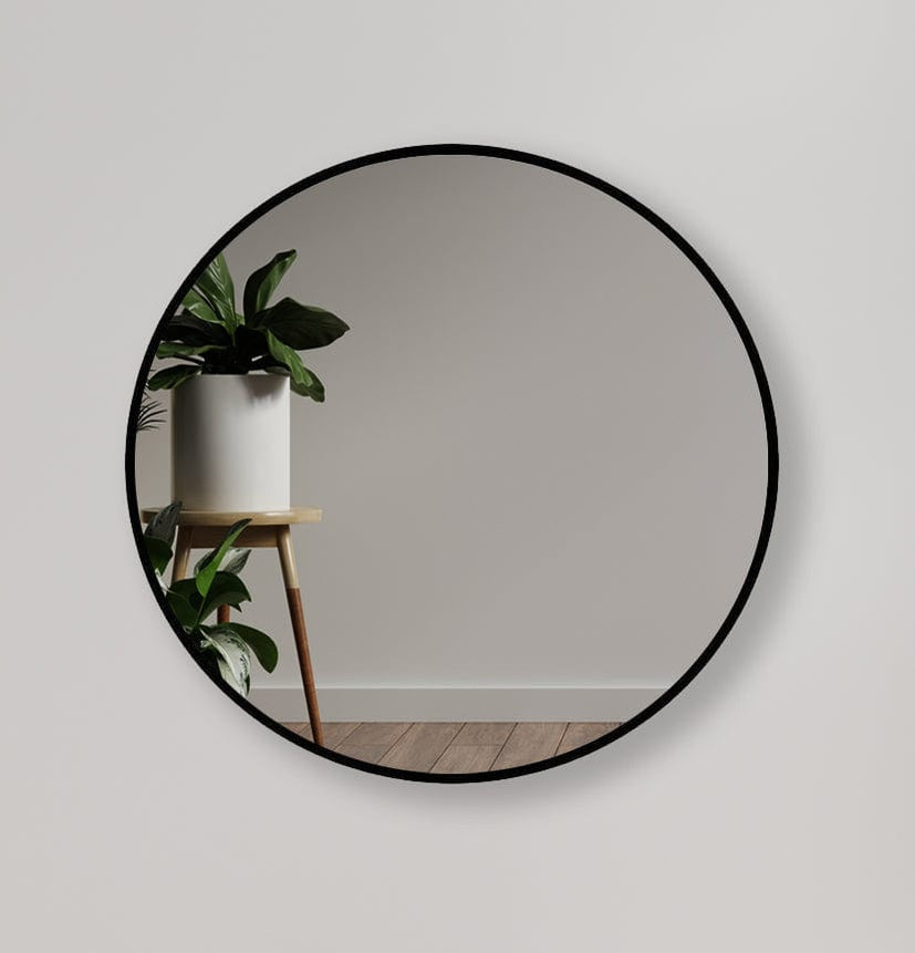 Yvonne Black Round Wall Mirror 120cm — SHINE MIRRORS AUSTRALIA